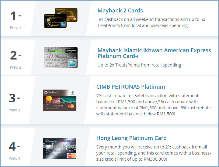 马来西亚最值得的 10 张信用卡 Top 10 Credit Cards